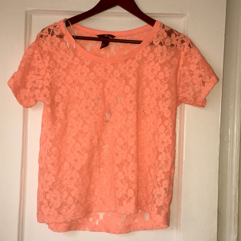 New Orange Floral See Through Top Gem
